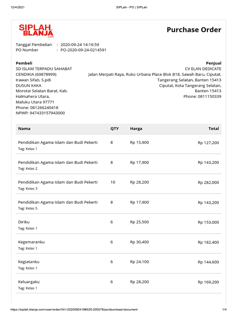 SIPLah - PO - SIPLah | PDF