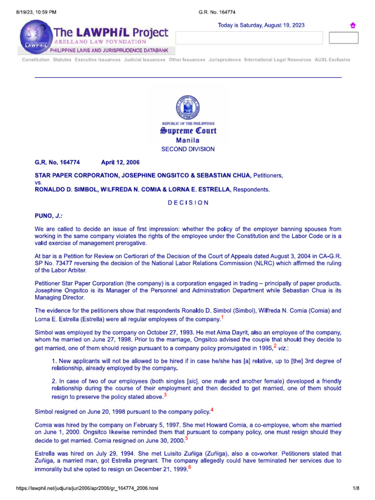 213 - Star Paper Corporation v. Simbol, G.R. No. 164774 | PDF