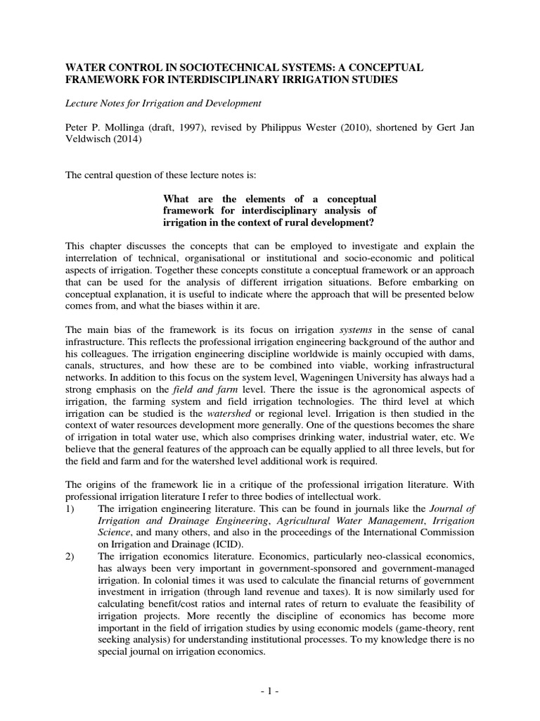 Block 5.1 - Mollinga 1997, Updated 2014 | PDF | System | Water Resources
