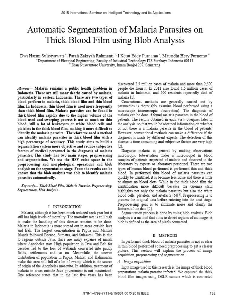 Automatic Segmentation of Malaria Parasites On Thick Blood Film Using ...