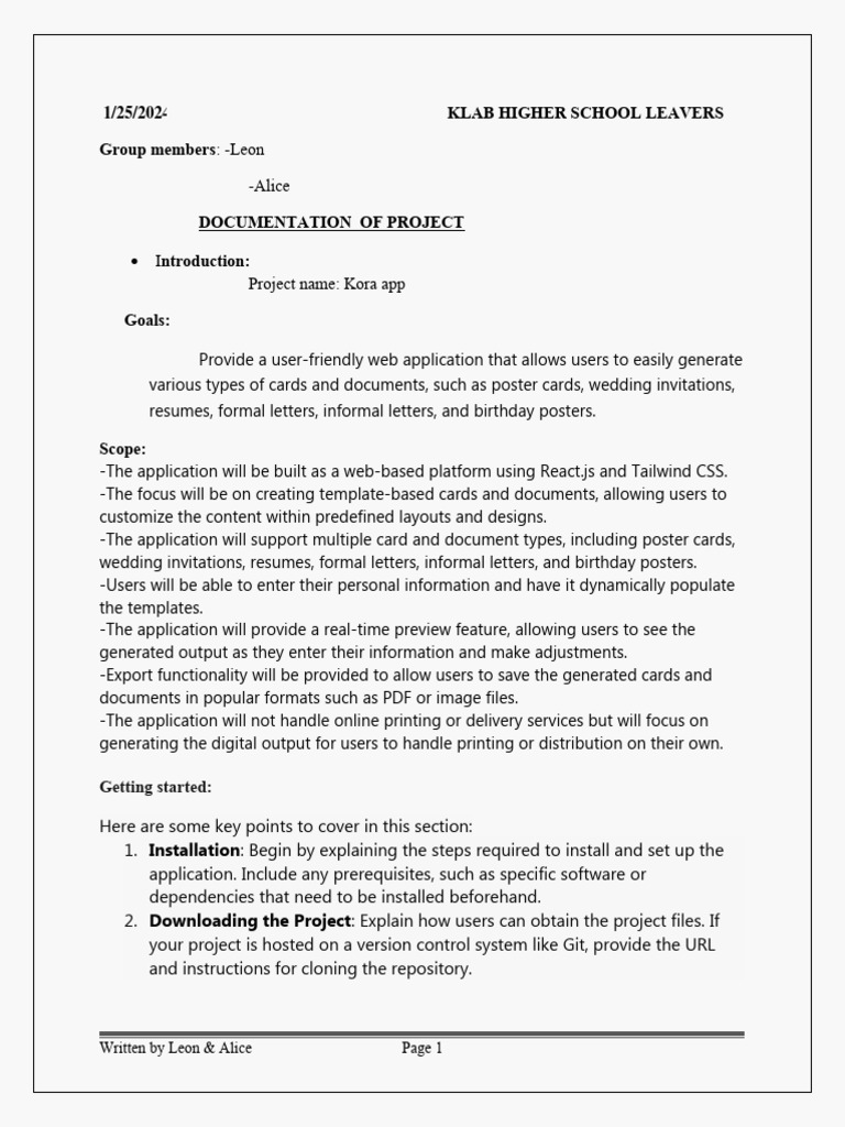 Leon & Alice Project Documentation | PDF | Databases | Parameter (Computer Programming)