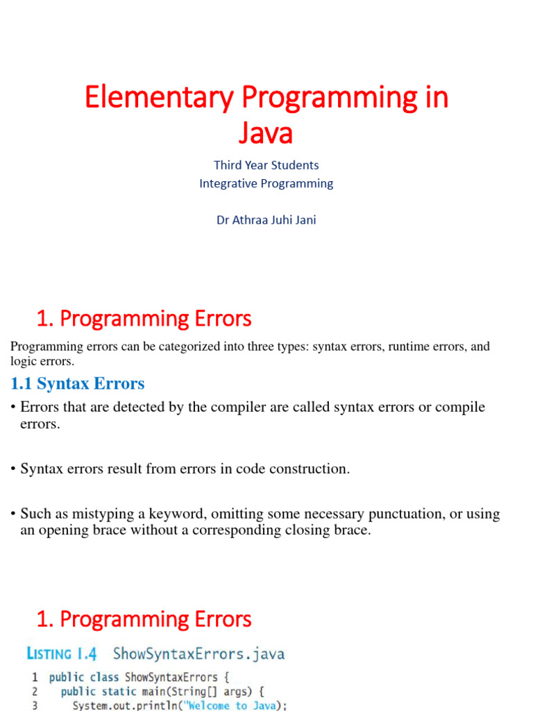 Programming Errors in Java | PDF | Variable (Computer Science ...