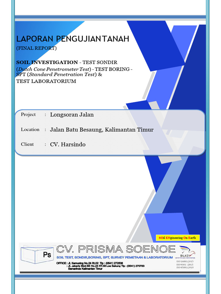 FINAL REPORT - SOIL INVESTIGATION LONGSORAN JALAN BATU BESAUNG Rev2 | PDF