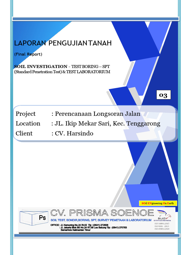 SOIL INV. Final Perencanaan Longsoran Jalan JL. Ikip Mekar Sari, Kec ...