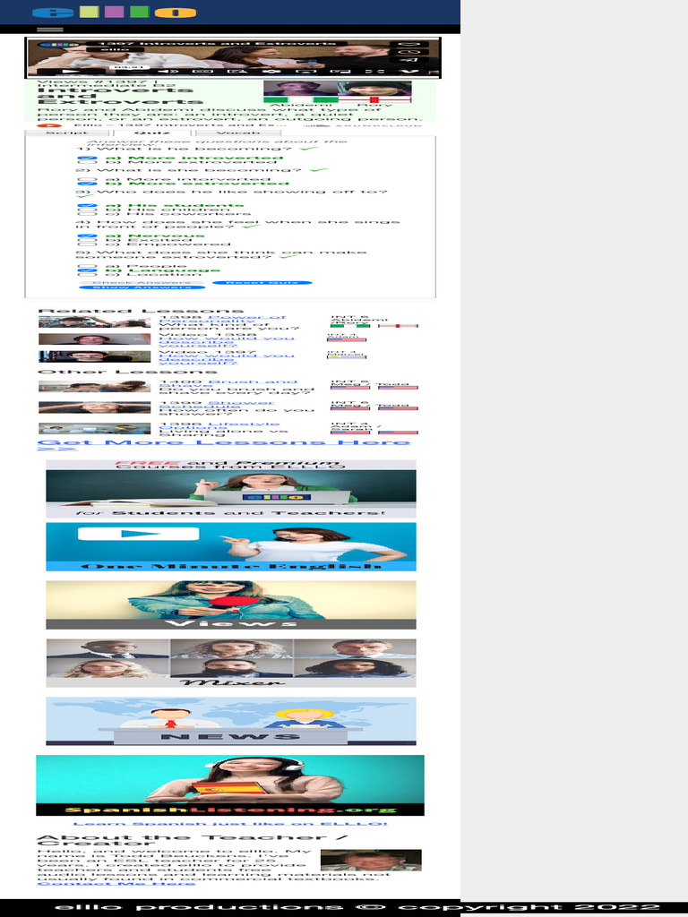 ELLLO Views #1397 Introverts and Extroverts | PDF