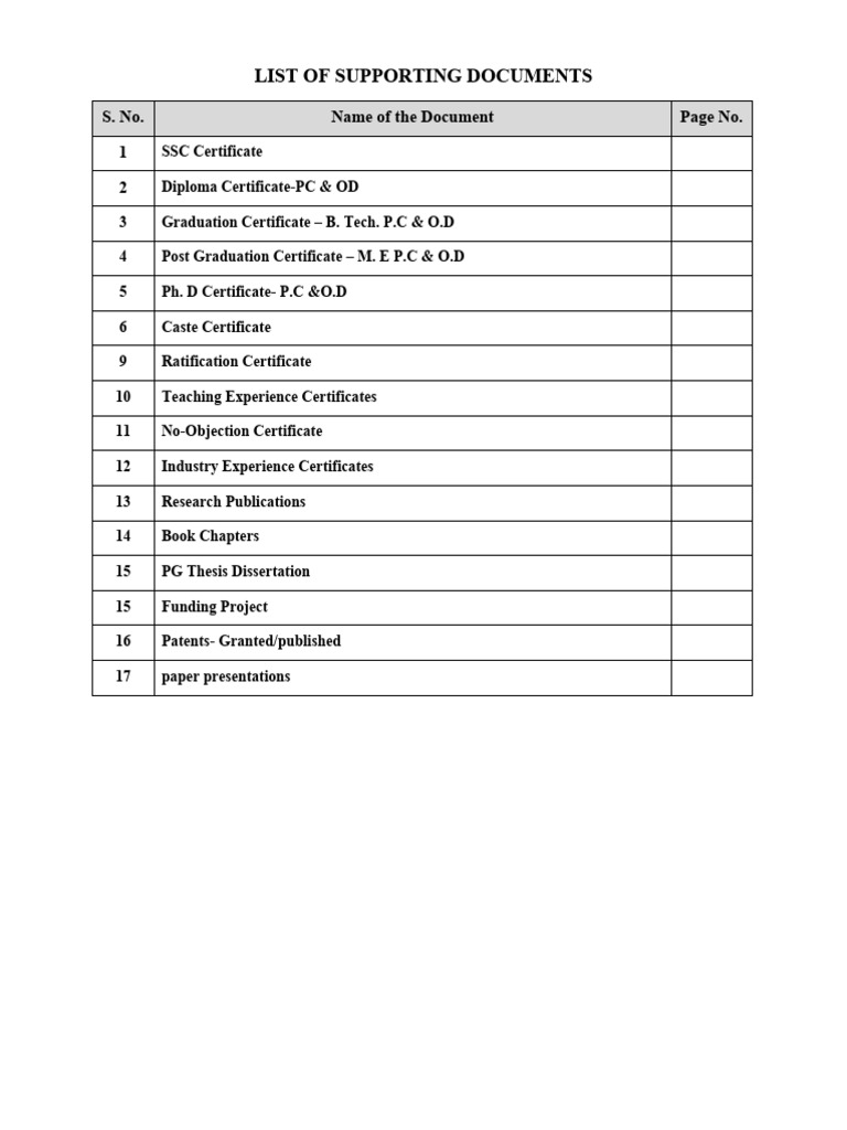 Supporting Documents Letter | PDF