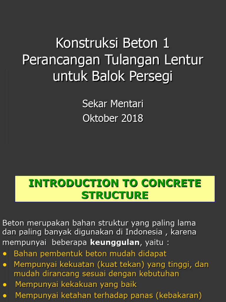 Konstruksi Beton 1 (3. Tulangan Lentur Balok) | PDF