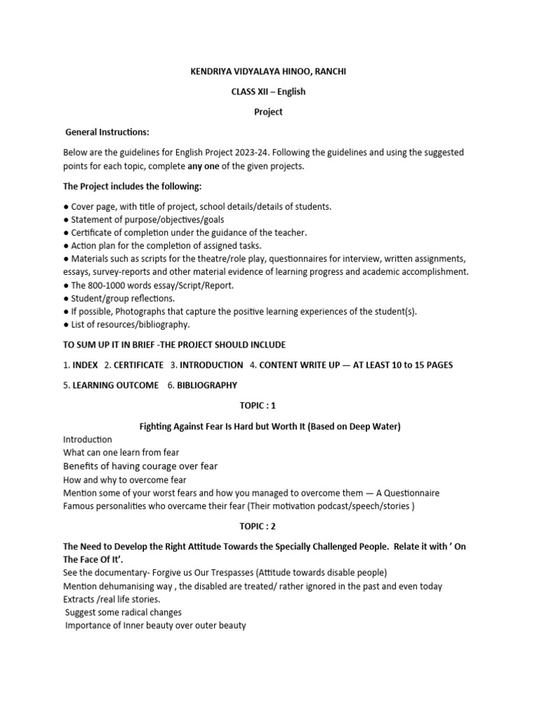 CLASS XII Project | PDF