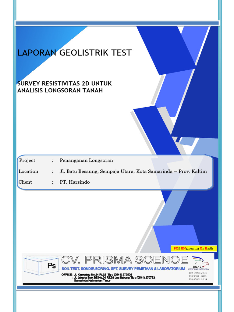Laporan Survey Geolistrik Longsoran Jalan Batu Besaung | PDF