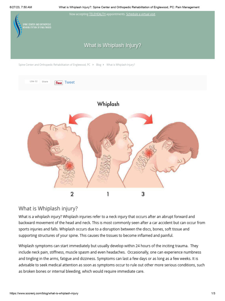 What Is Whiplash Injury - Spine Center and Orthopedic Rehabilitation of ...