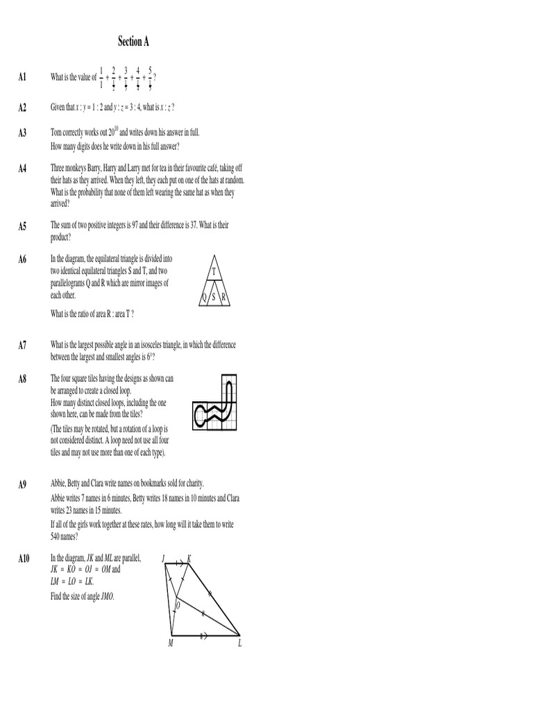 UKMT - jos.Jmo.2010.Solutions - Jmo 10s Ps | PDF | Triangle | Area
