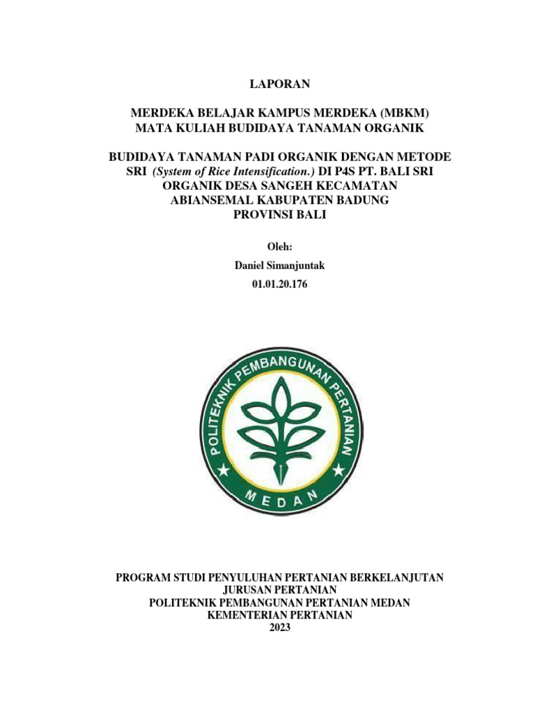 Budidaya Padi Organik Metode SRI Bali | PDF