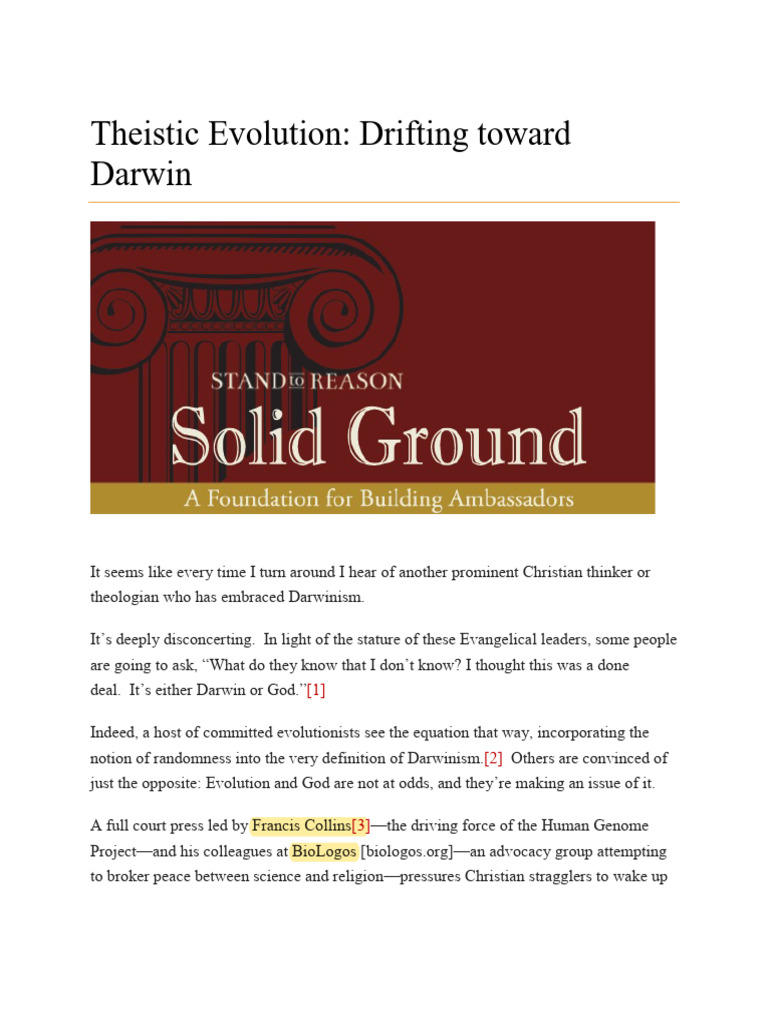 Theistic Evolution - Koukl | PDF | Natural Selection | Evolution