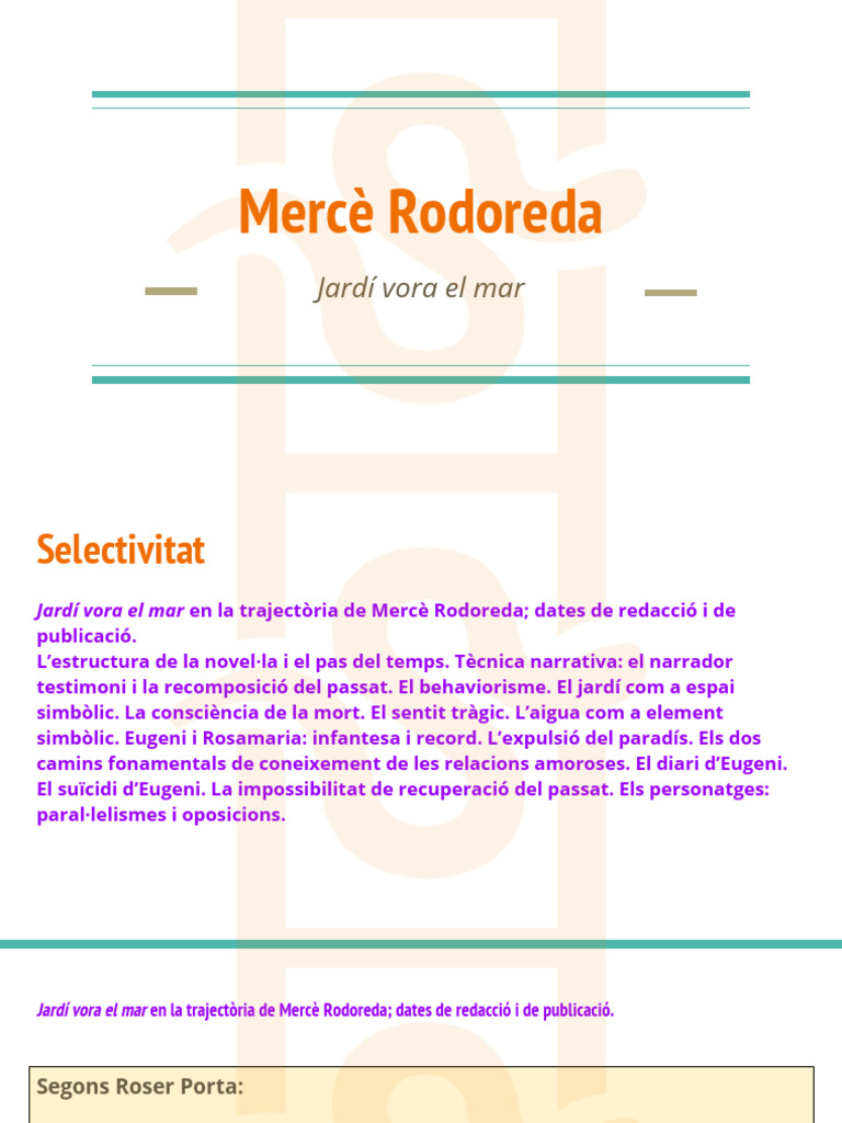 Merce Rodoreda Jardi Vora El Mar | PDF