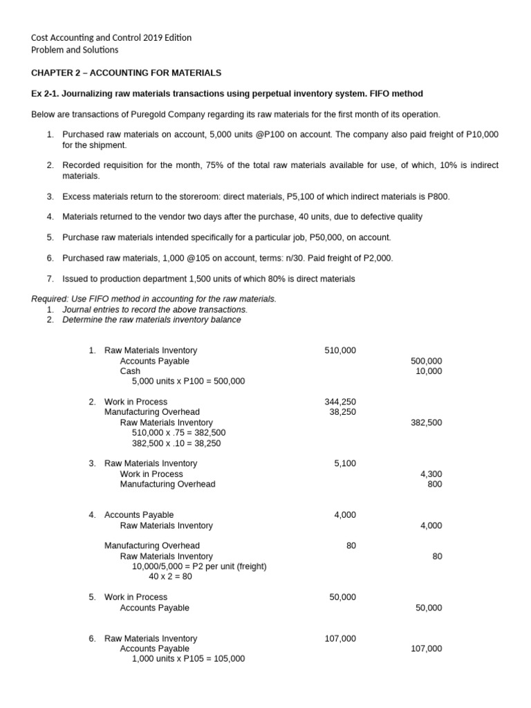 Cost Accounting Problems and Solutions | PDF | Cost Of Goods Sold ...