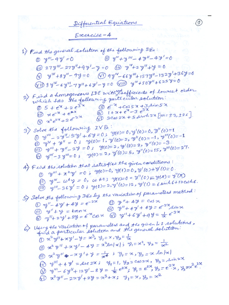 Exercise-4 (Differential Equations) | PDF
