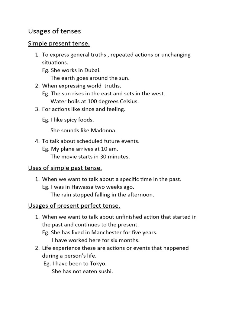English Tense Usage. | PDF