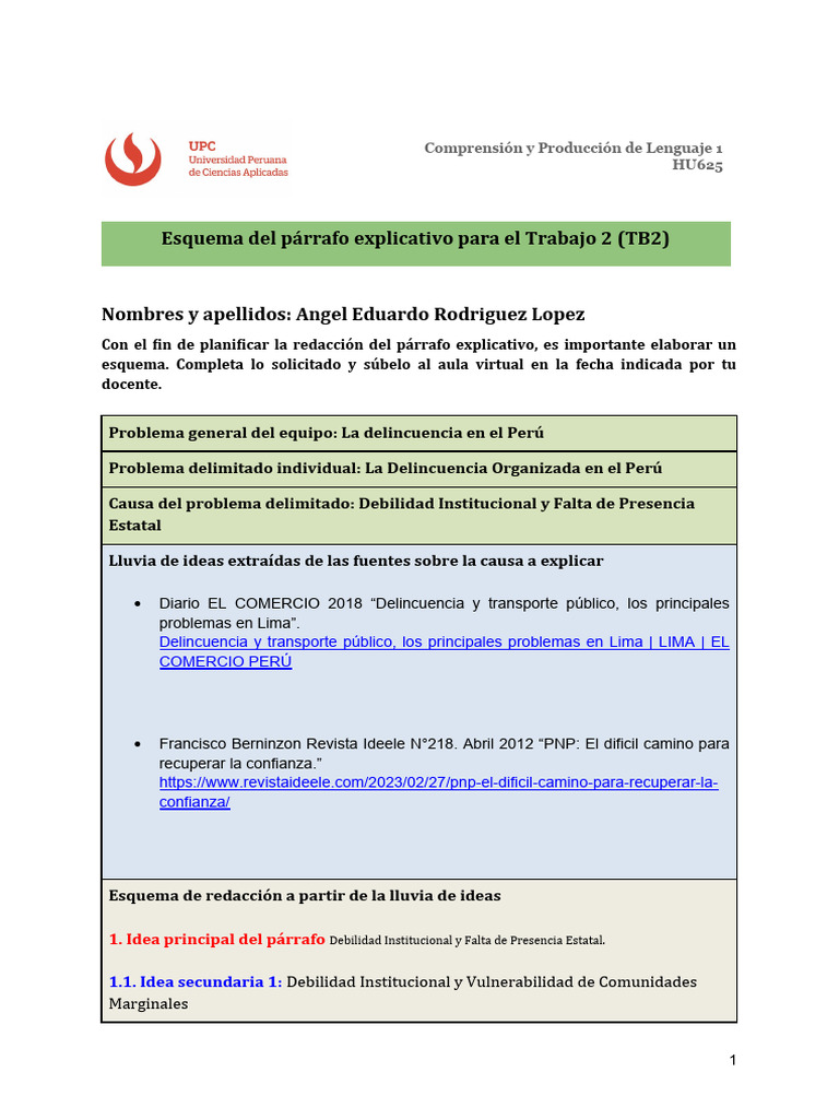 Ficha Individual para El Esquema Del TB2 | PDF