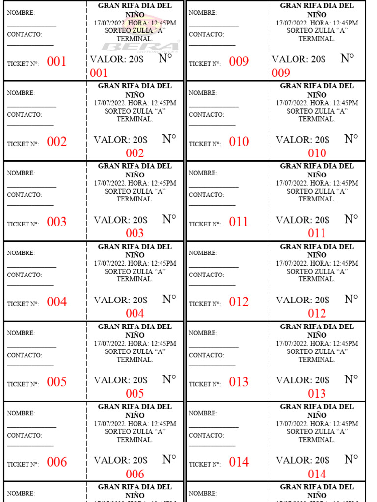 Talonarios Rifa | PDF