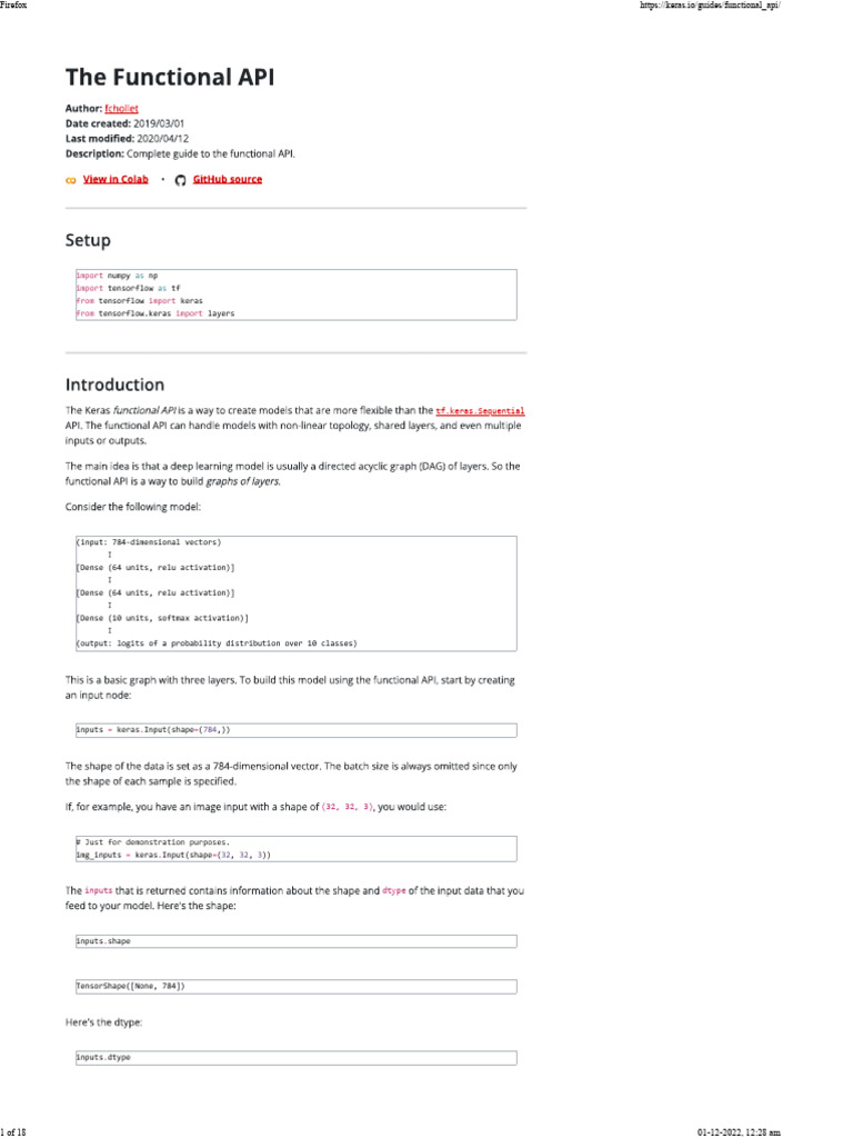 Keras - Functional API | PDF | Statistics | Artificial Intelligence