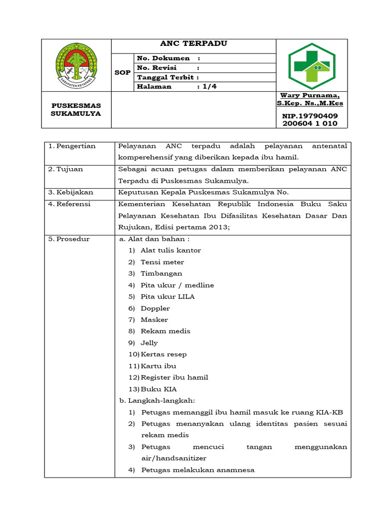 Sop Anc Terpadu | PDF
