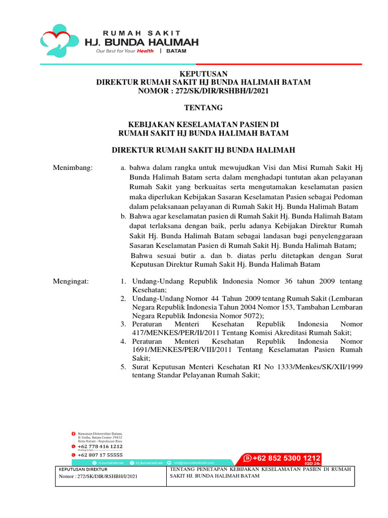 SKP 1 EP A KEBIJAKAN SASARAN KESELAMATAN PASIEN | PDF