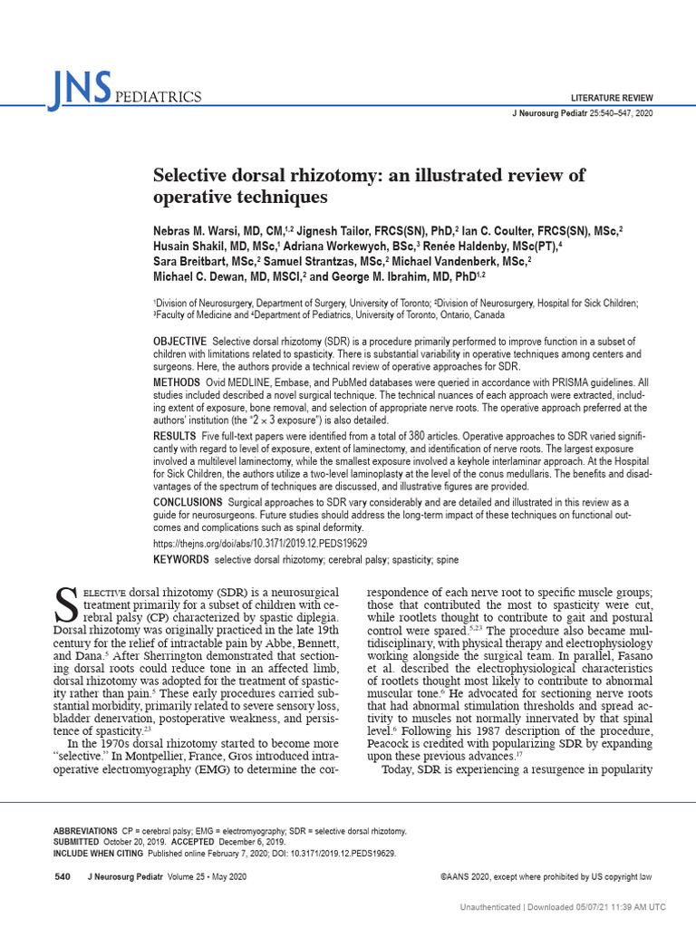 (19330715 - Journal of Neurosurgery - Pediatrics) Selective Dorsal ...