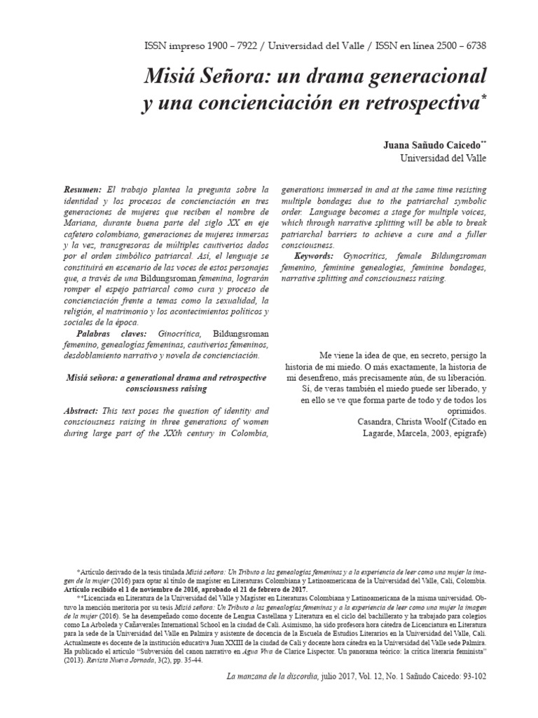 Art Misia Señora Un Drama Generacional y Una Conciencia en ... Art Misia Señora Un Drama Generacional y Una Conciencia en ...