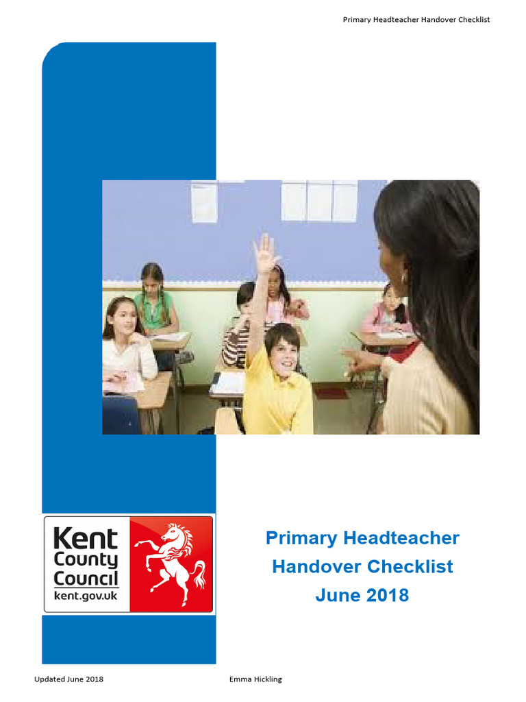 Primary Headteacher Handover Checklist | PDF | Banks | Deposit Account