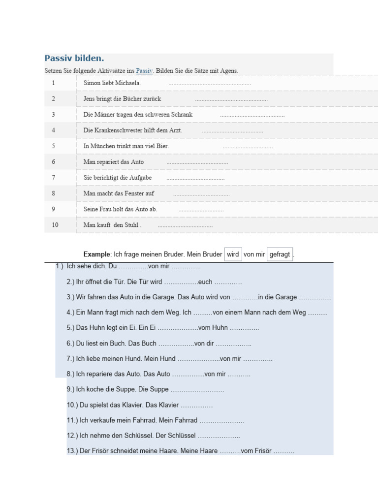 Passiv Bilden A2 | PDF