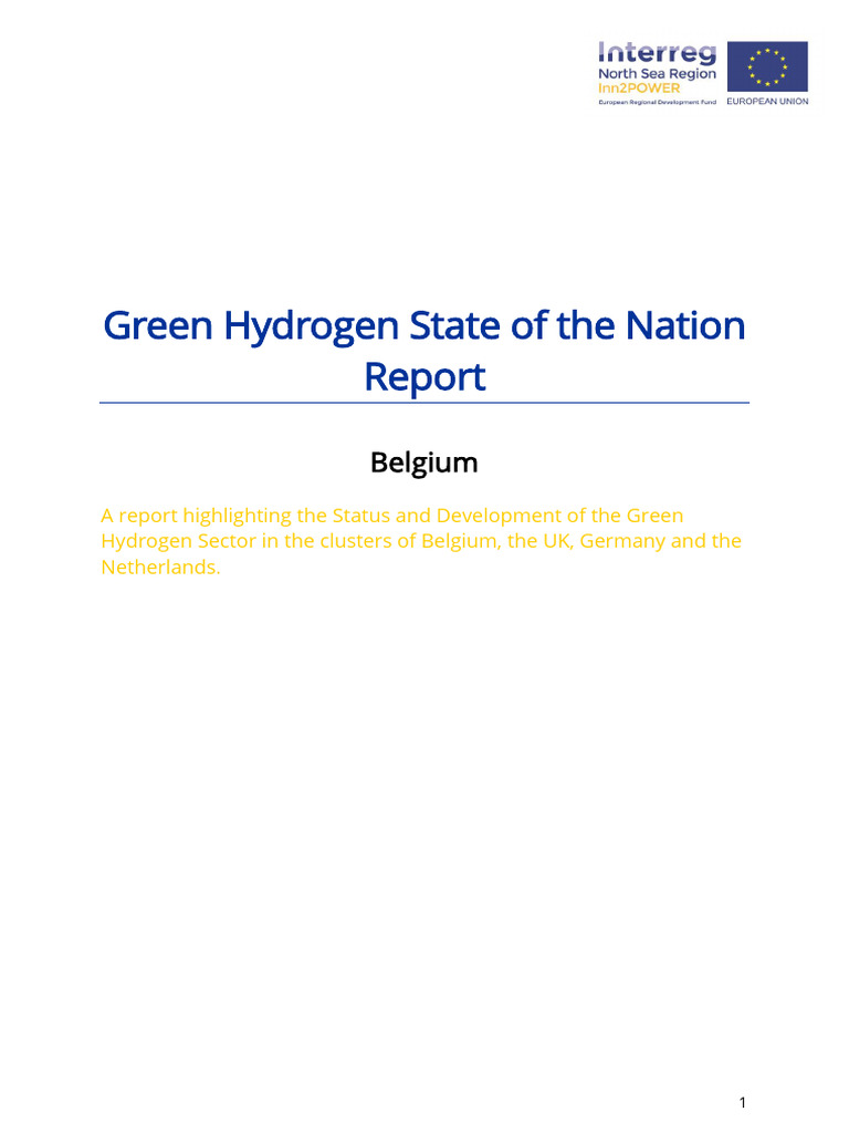 Green Hydrogen in Belgium | PDF | Hydrogen Economy | Low Carbon Economy