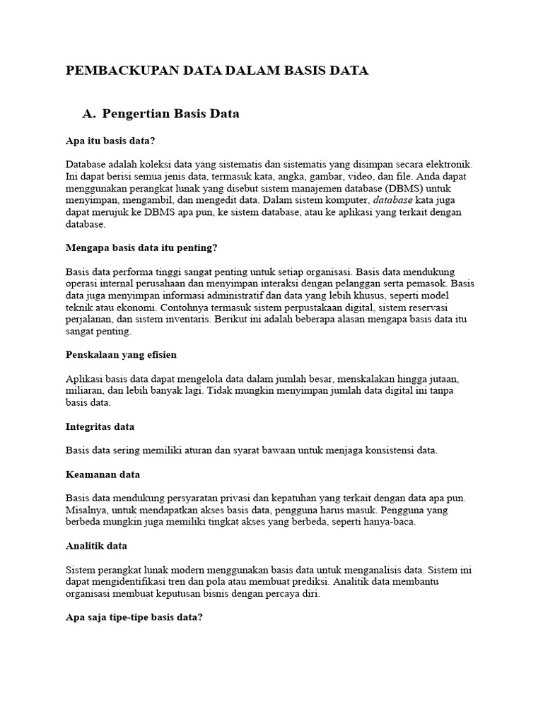 Pembackupan Data Dalam Basis Data Tugas Aulia | PDF