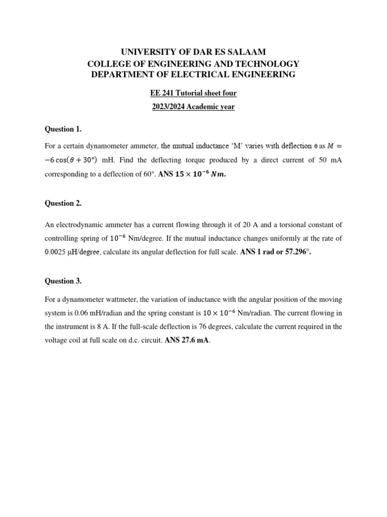 Ee241 Tutorial Four Pdf