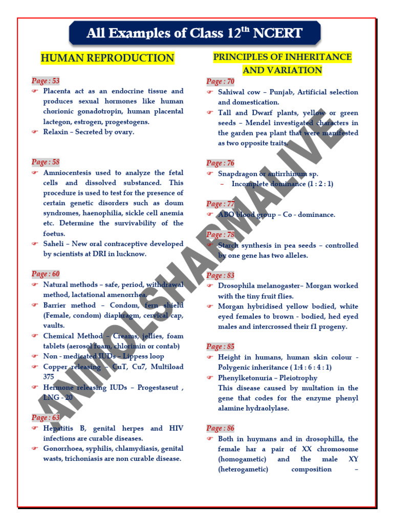 All Examples of Class 12th NCERT | PDF