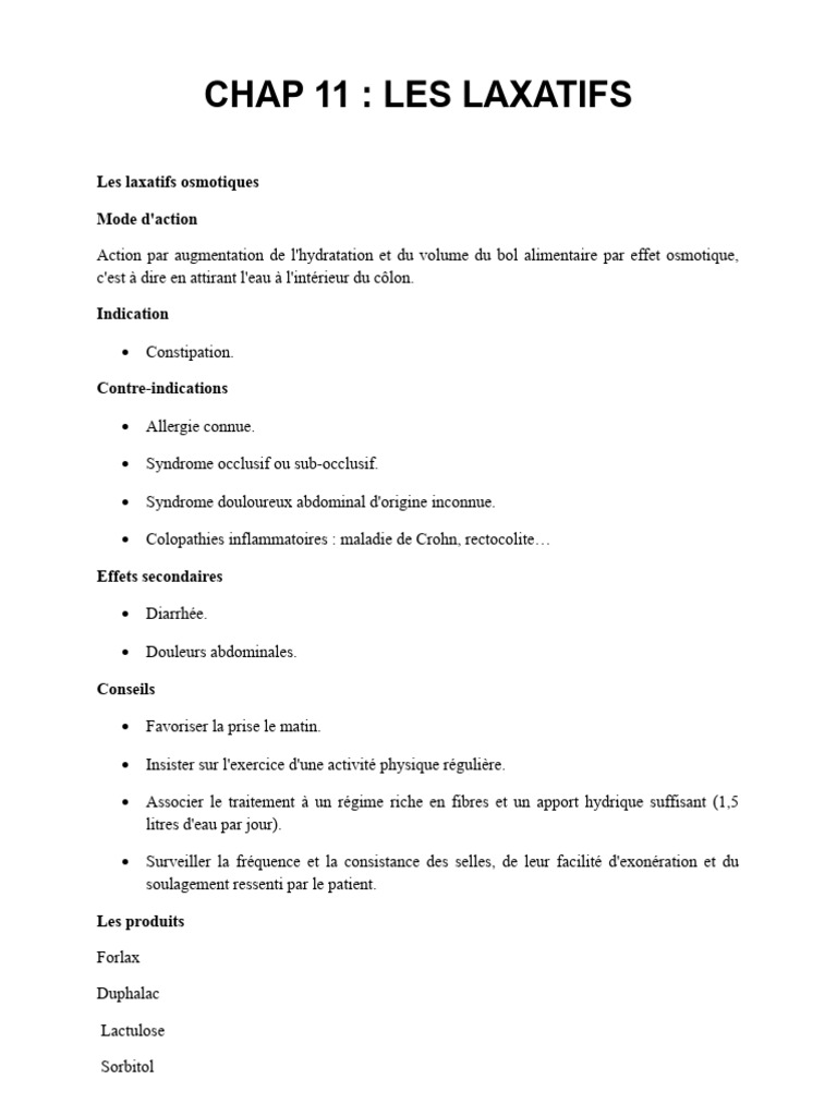 Guide complet sur les laxatifs et leur usage | PDF
