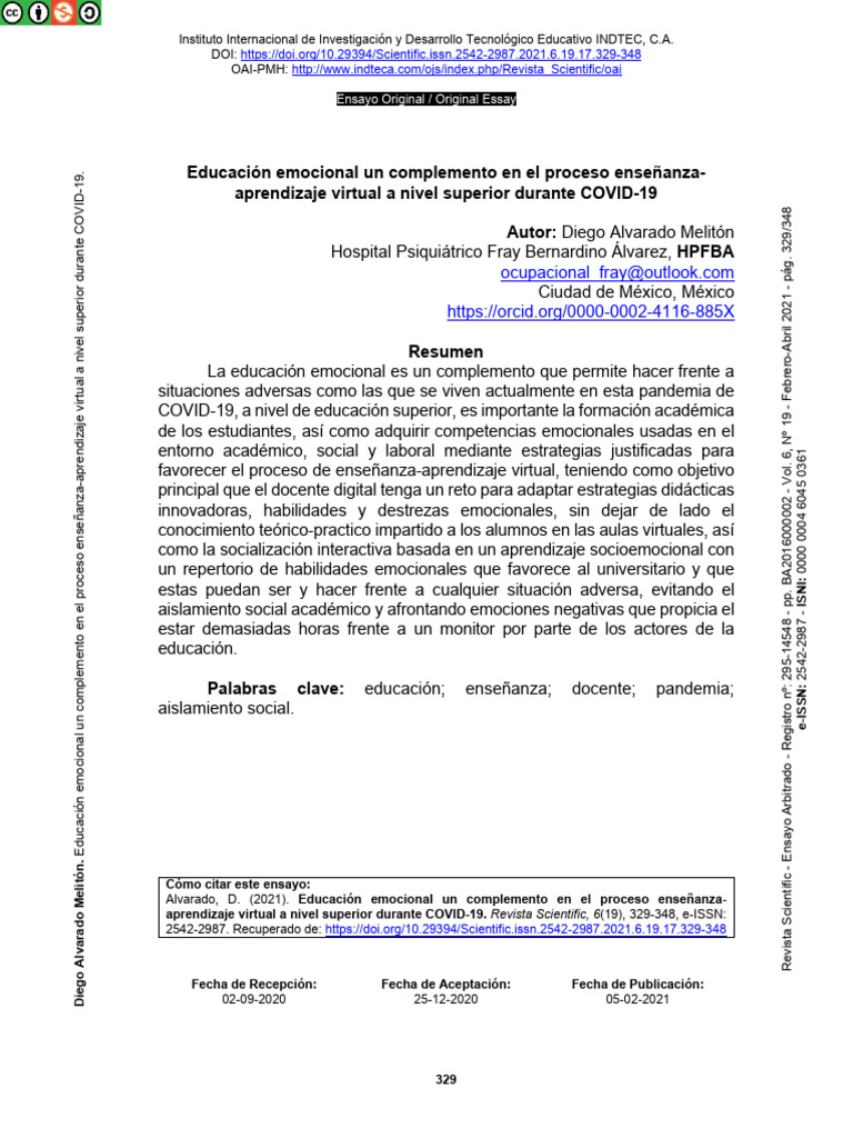 Educación Emocional Un Complemento En El Proceso Enseñanza Pdf