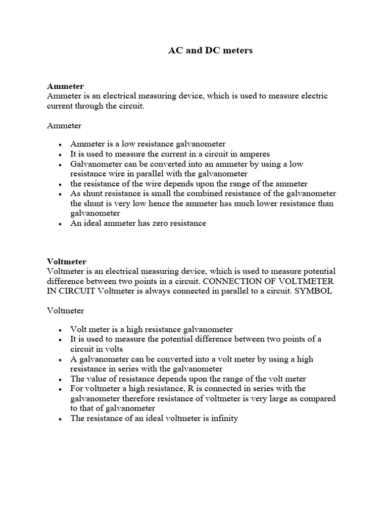 AC & DC Meters | PDF | Electrical Resistance And Conductance | Voltage