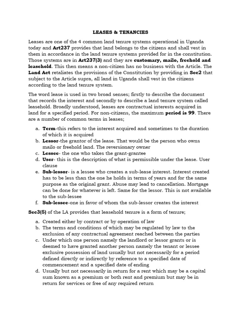 Land Transactions Kalibala | PDF | Lease | Leasehold Estate