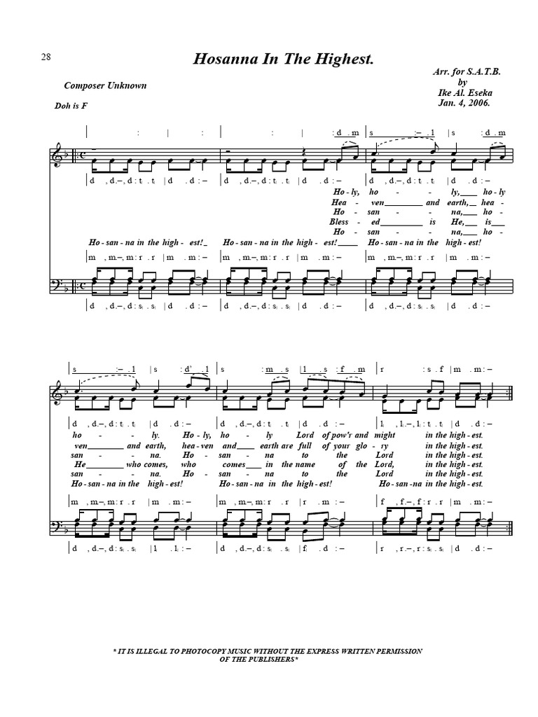 Hosanna in The Highest | PDF