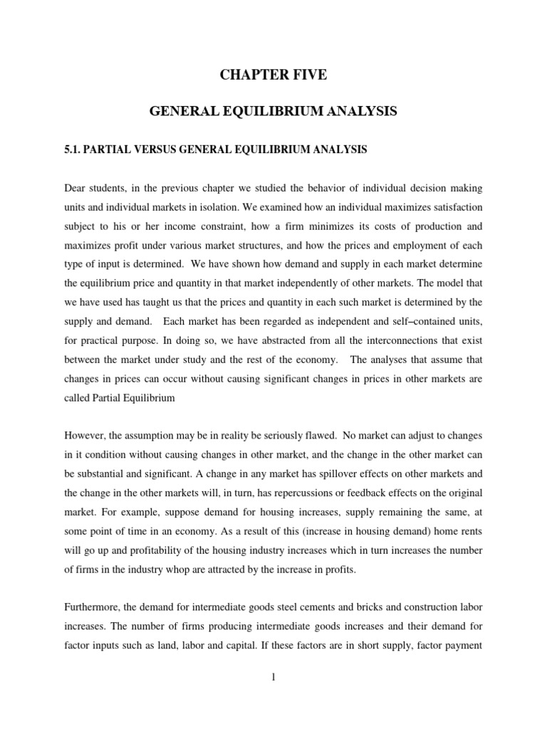 Chapter 5 - General Equilibrum | PDF Chapter 5 - General Equilibrum | PDF