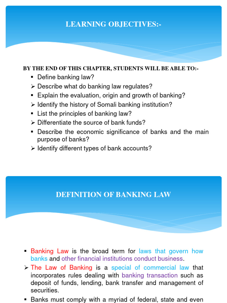Law of Banking, CH1, Summary | PDF | Business | Finance & Money Management