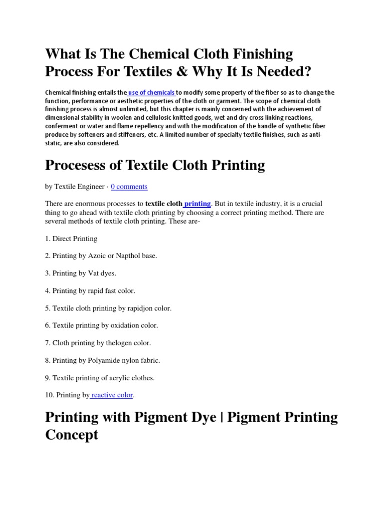 Pre Treatment For Fabrics Before Dyeing | PDF | Dye | Surfactant