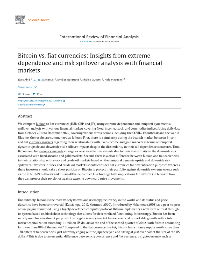 Bitcoin vs. Fiat Currencies - Insights From Extreme Dependence and Risk ...