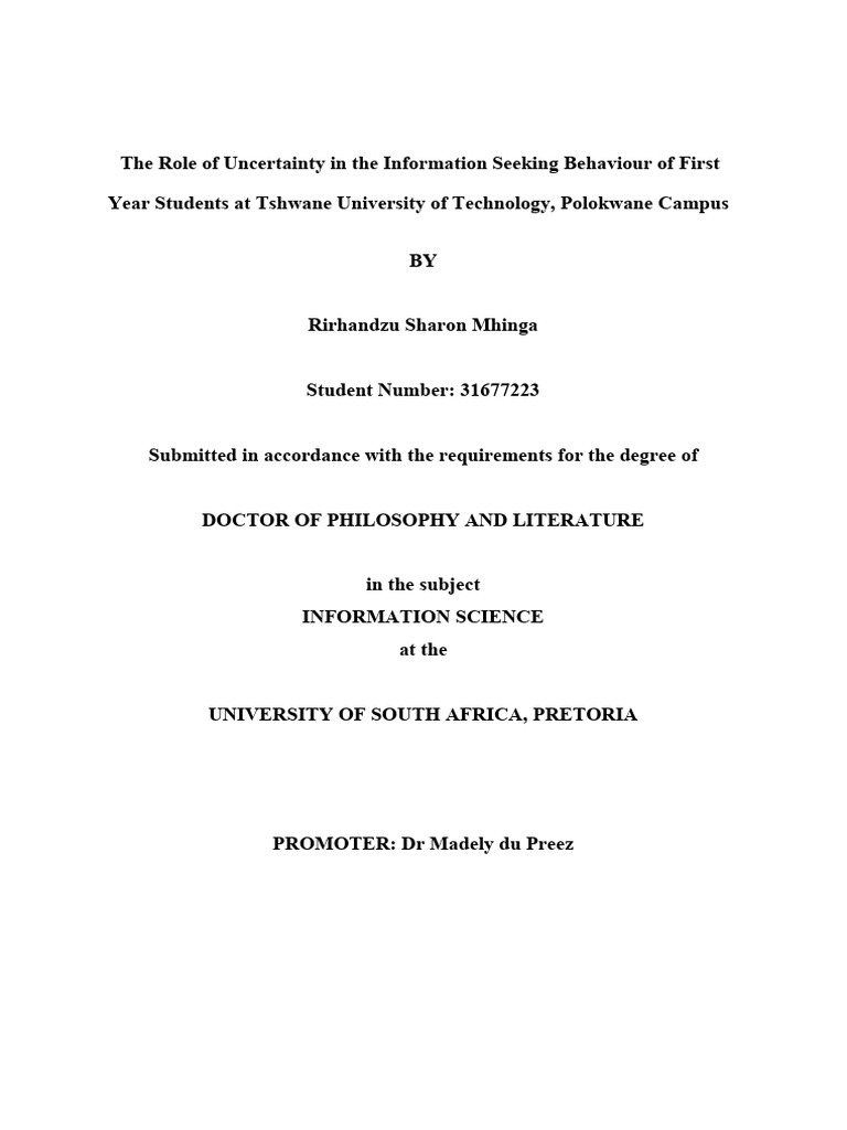 Thesis Mhinga Rs | PDF | Self-Improvement | Science & Mathematics