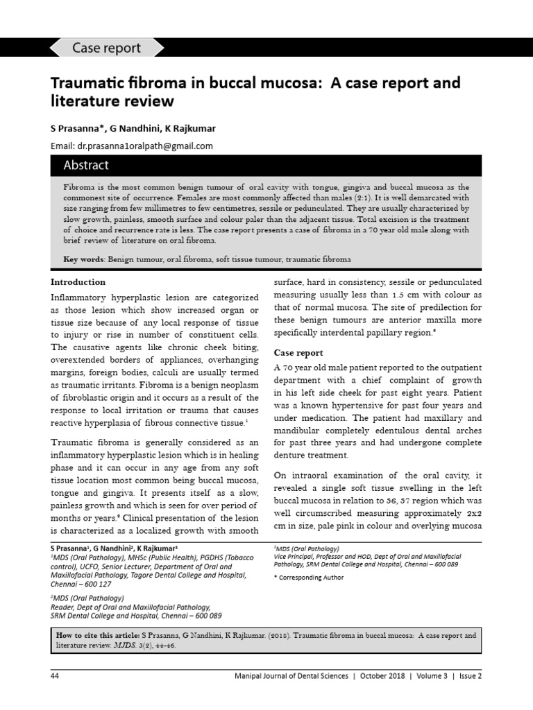 9-Traumatic Fibroma | PDF | Epithelium | Medical Specialties