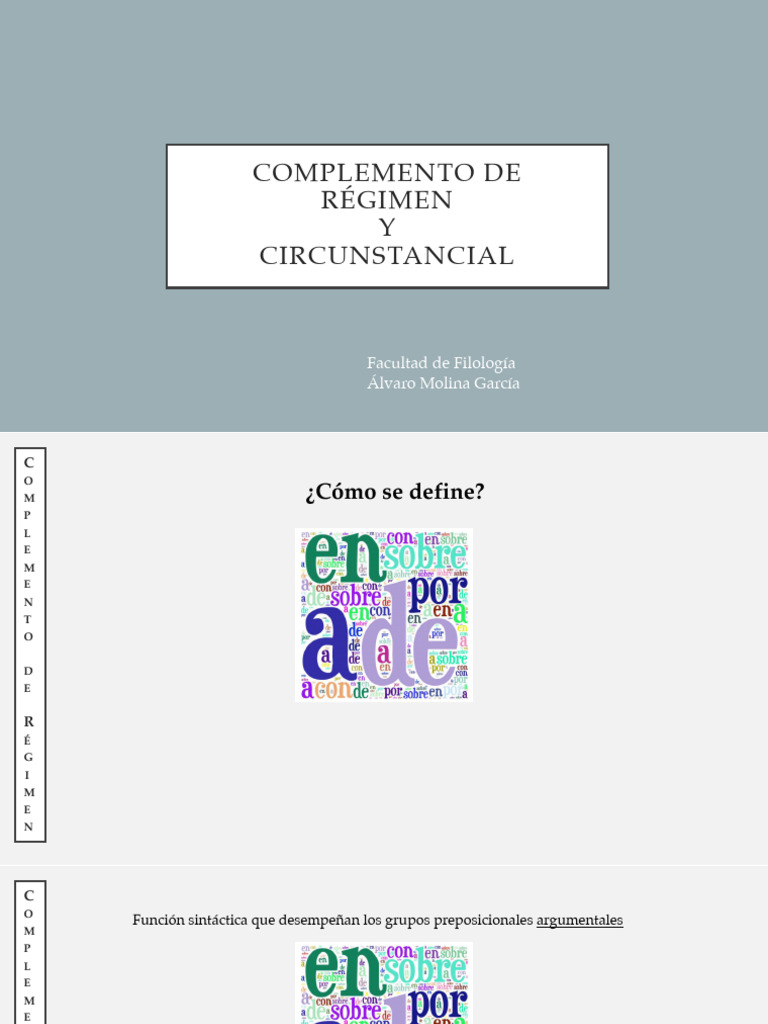 Complemento de Régimen y Circunstancial | PDF | Adverbio | Predicado (Gramática)