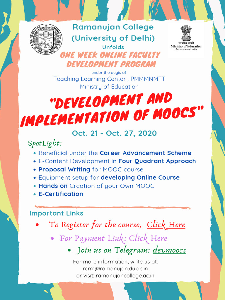 One Week Online Faculty Development Program: Ramanujan College (University of Delhi) | PDF