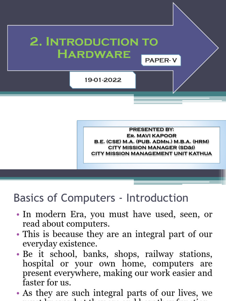 Introduction To Hardware | Download Free PDF | Computer Hardware | Computer Data Storage