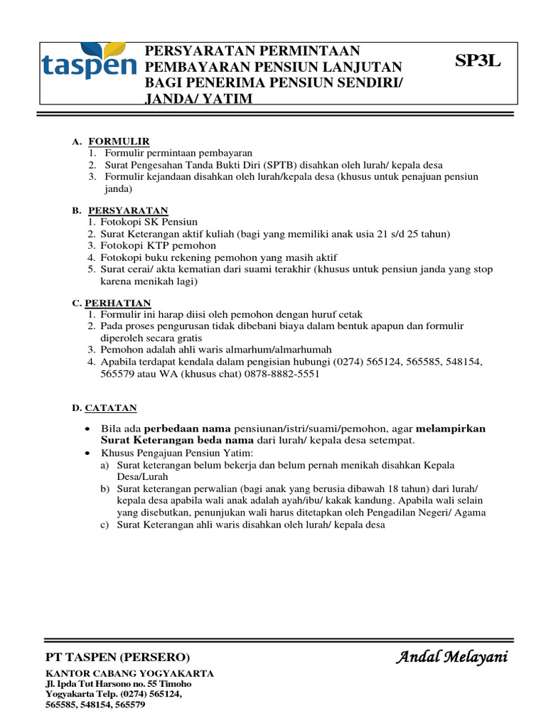 Persyaratan Pembayaran Pensiun Janda | PDF