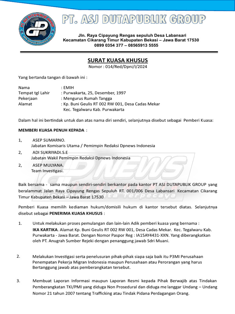 Surat Kuasa Emih | PDF